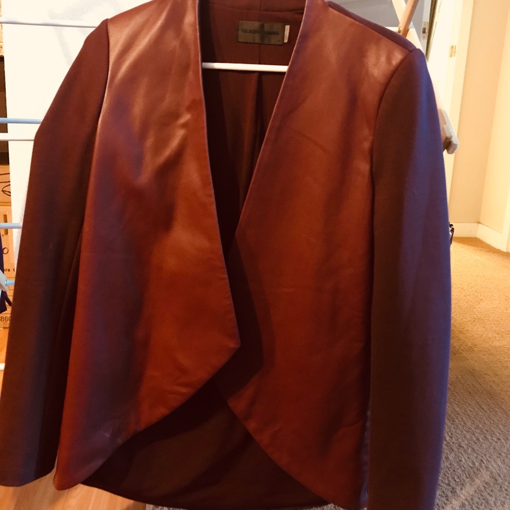 Blaque Label Burgundy Faux Leather Blazer - Gem